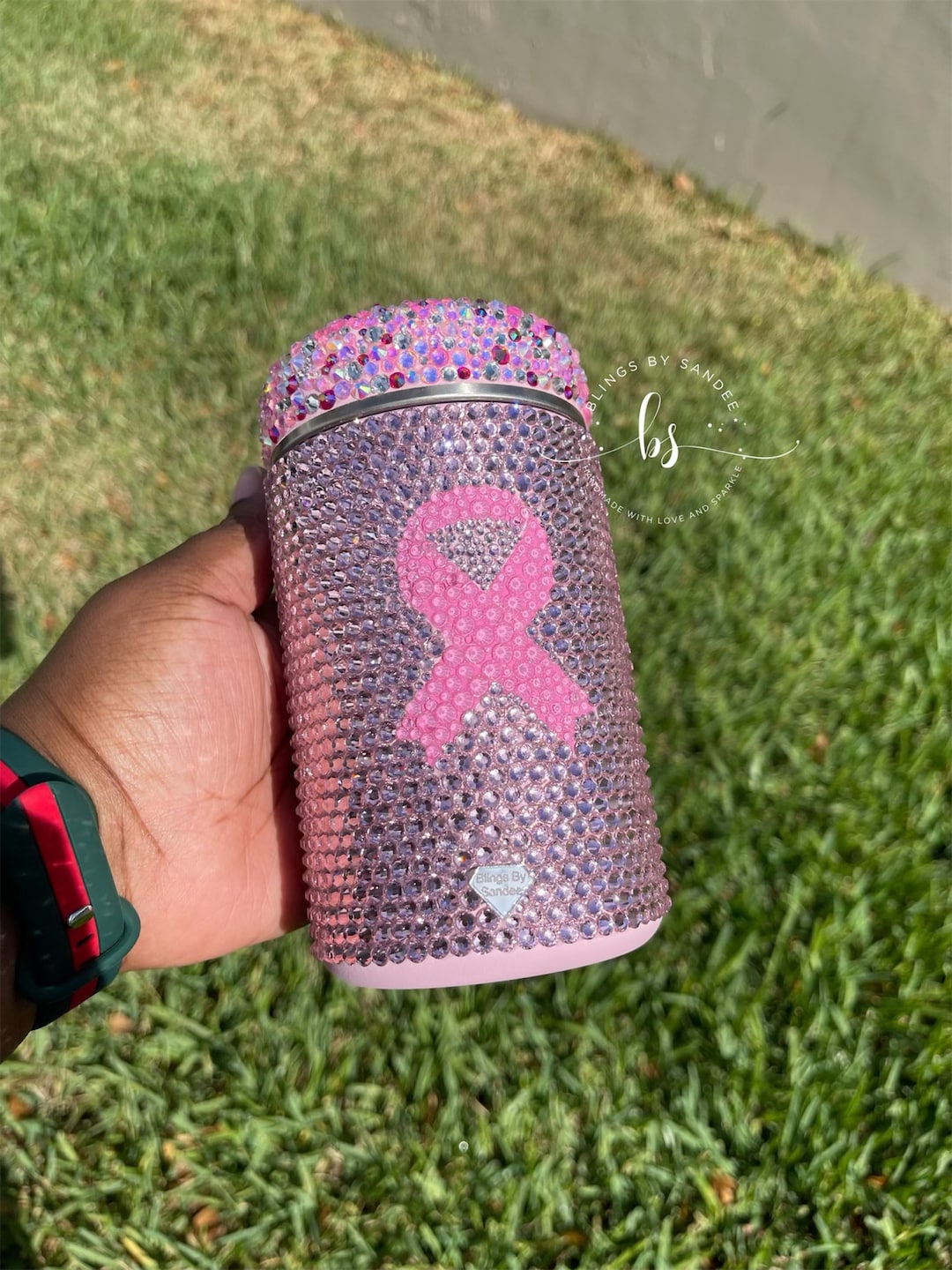 Bling Breast Cancer Ribbon Jar, Rhinestone Storage, Breast Cancer Gift ...