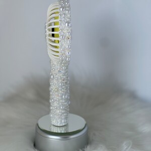 White Bling Portable Handheld Rechargable Fan, Bedazzled Fan, Fancy Fan ...
