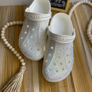 White Bling Shoe, Designer Clogs/shoe With Charms/luxury Clogs/ Women's ...