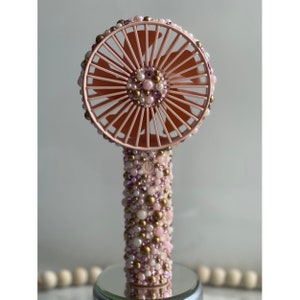 Bling Portable Handheld Rechargable Fan, Bedazzled Gift, Pearl & Jelly ...