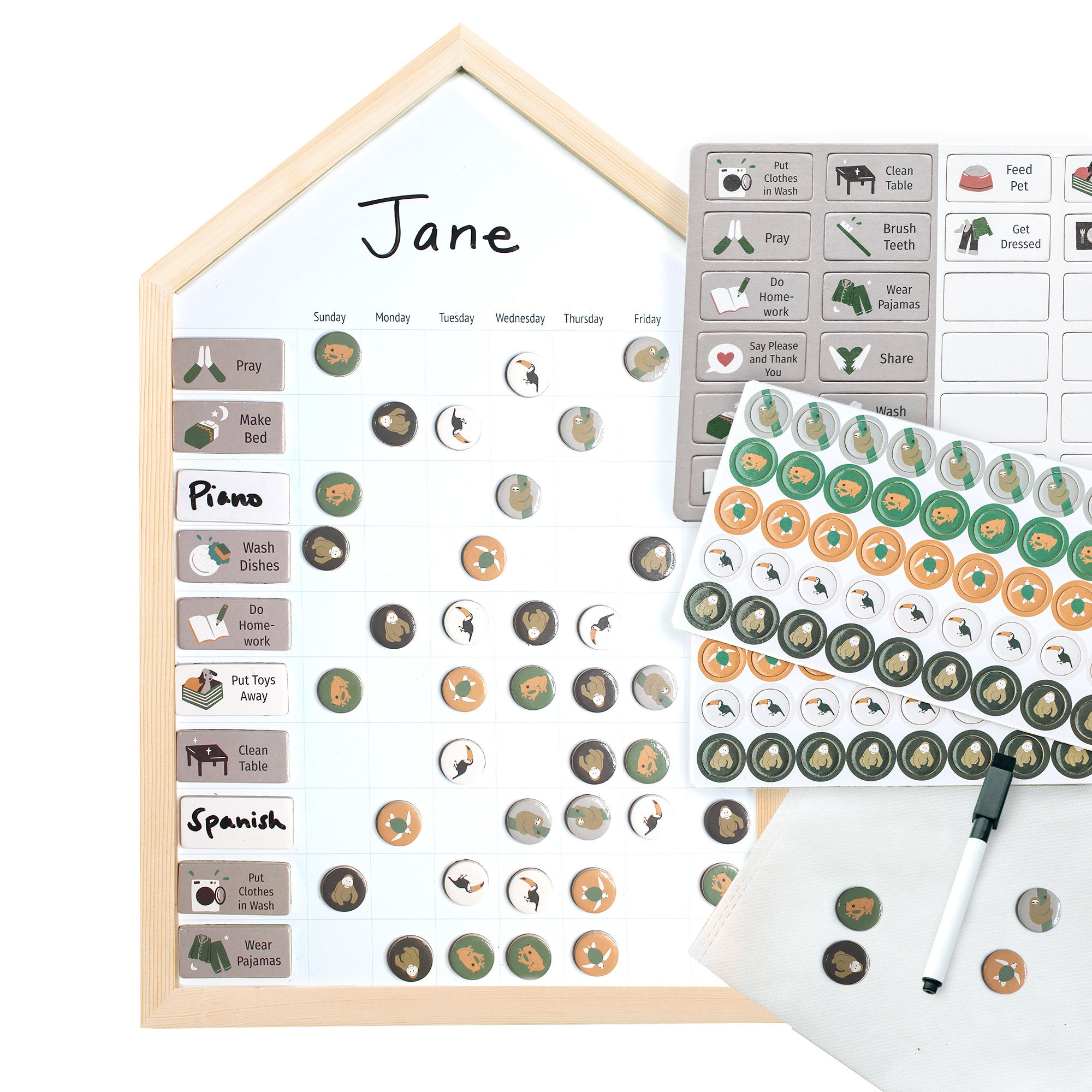 Magnetic Responsibility Chart Whiteboard Modern/minimalistic Wood Chore ...