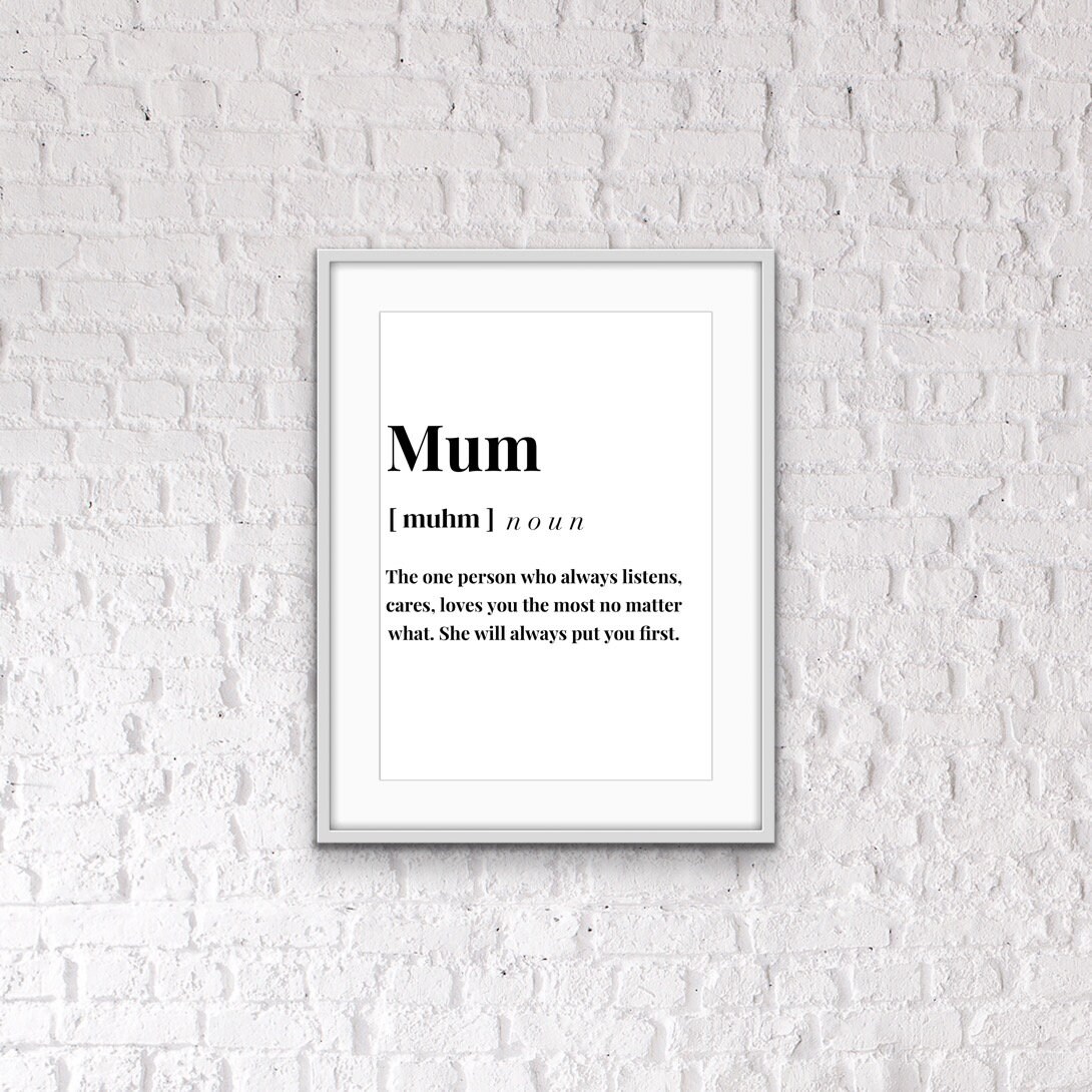 Mum Print, Mum Noun Print, Mother’s Day, Mother, Family Print, Family ...