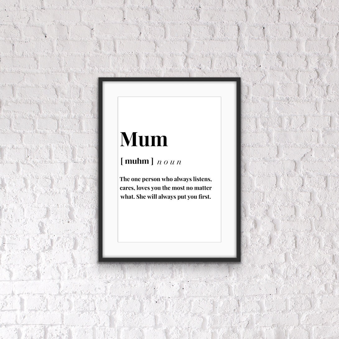 Mum Print, Mum Noun Print, Mother’s Day, Mother, Family Print, Family ...