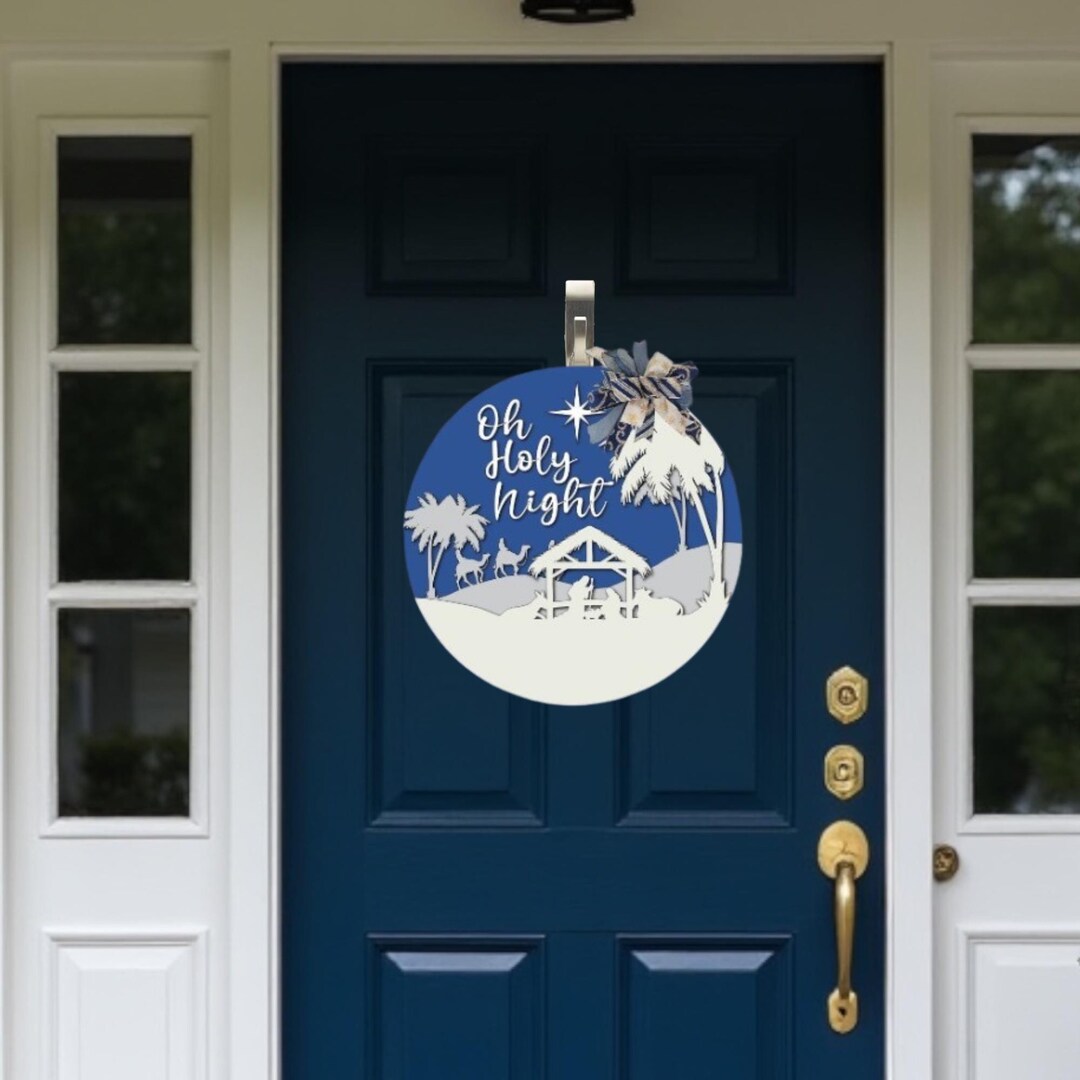 O Holy Night Door Hanger – Hand-painted Nativity Scene | Christmas ...