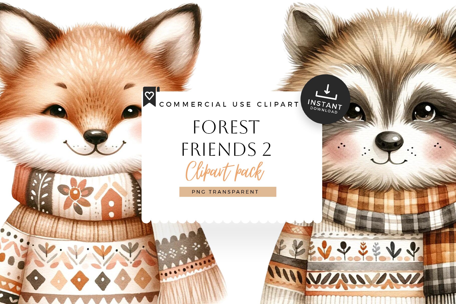 Forest Animals Friends, Fall Clipart, Enchanting Animals Pink Autumn ...