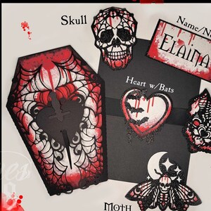 Spiderweb Heart Coffin Gothic Halloween Wedding Birthday Locking Gate ...