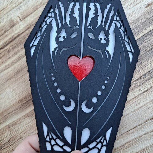 Gothic Coffin Card Bat Spiderweb SVG Halloween Party Spooky - Etsy