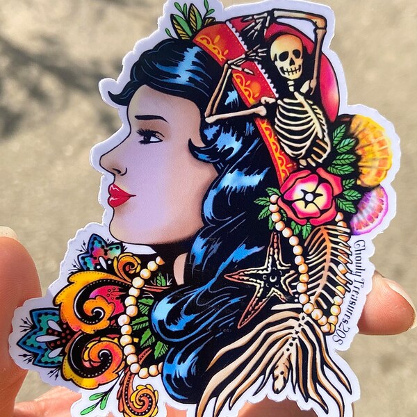 Mermaid Skeleton Sticker - Etsy