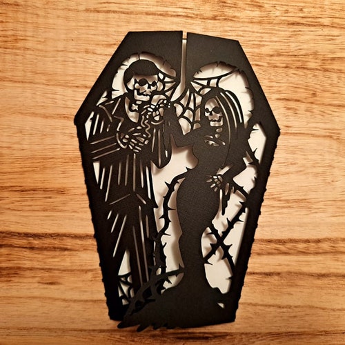 Gothic Coffin Card Bat Spiderweb SVG Halloween Party Spooky - Etsy