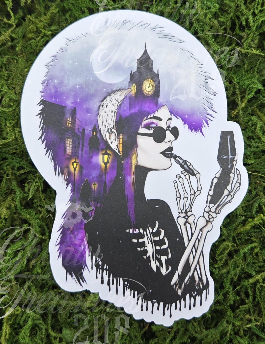 Horror Skeleton Punk Rocker Gothic Halloween Sticker - Etsy
