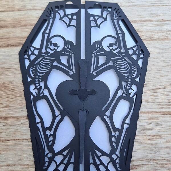Skeleton Heart Coffin Card Svg - Etsy