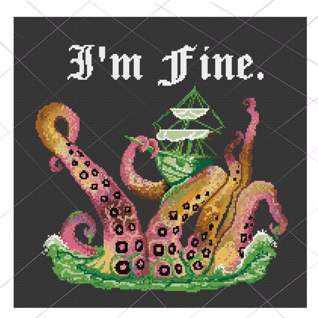 I'm Fine Kraken Cross Stitch Pattern - Etsy
