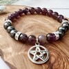 Wiccan Charm Bracelet in Gothic Tones Gemstones and Glass Beads, Pagan ...