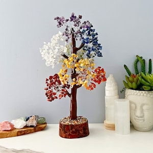 Large 7 Chakra Crystal Tree, 15" Seven Chakra Tree W/700 Chips Feng ...
