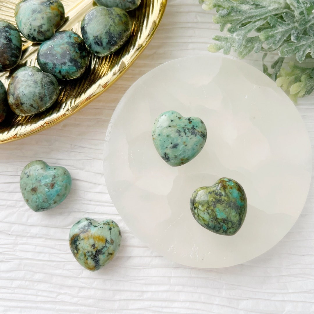 1" Mini African Turquoise Heart | Polished African Turquoise Heart ...