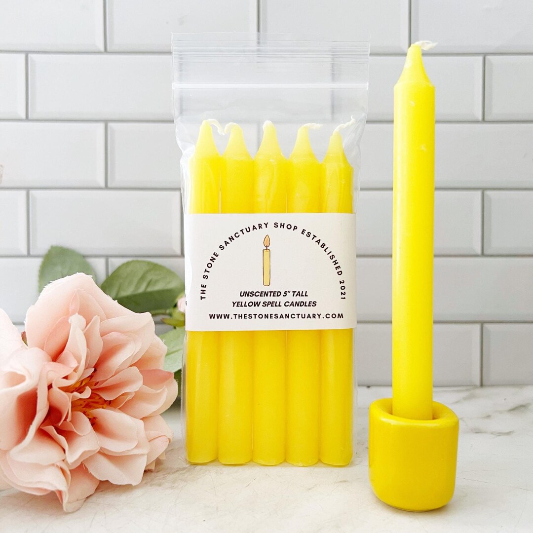 5" Yellow Unscented Spell Candles, Yellow Witch Chime Candles for ...