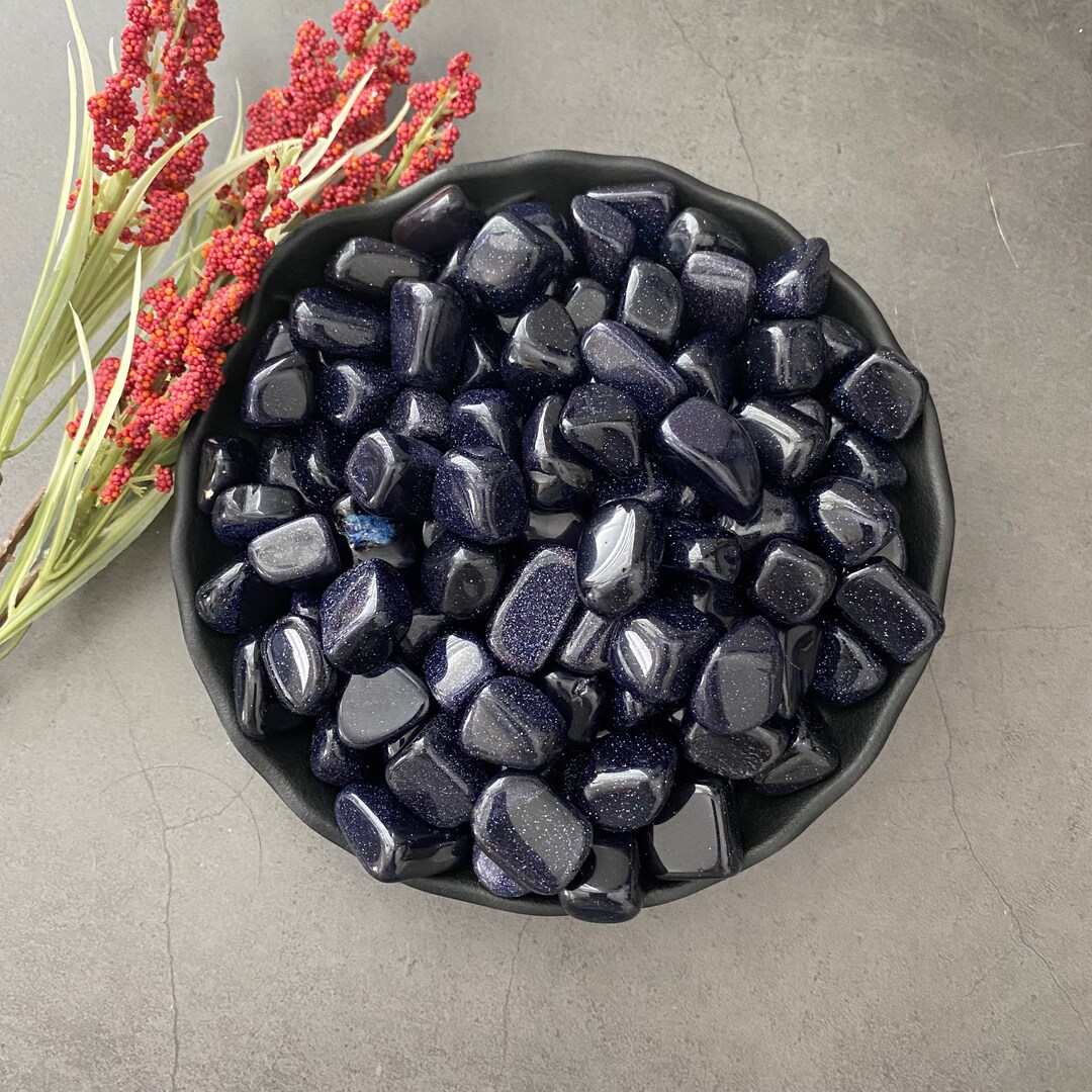 Blue Goldstone Tumbled Stones | Polished Blue Goldstone Gemstones (man ...