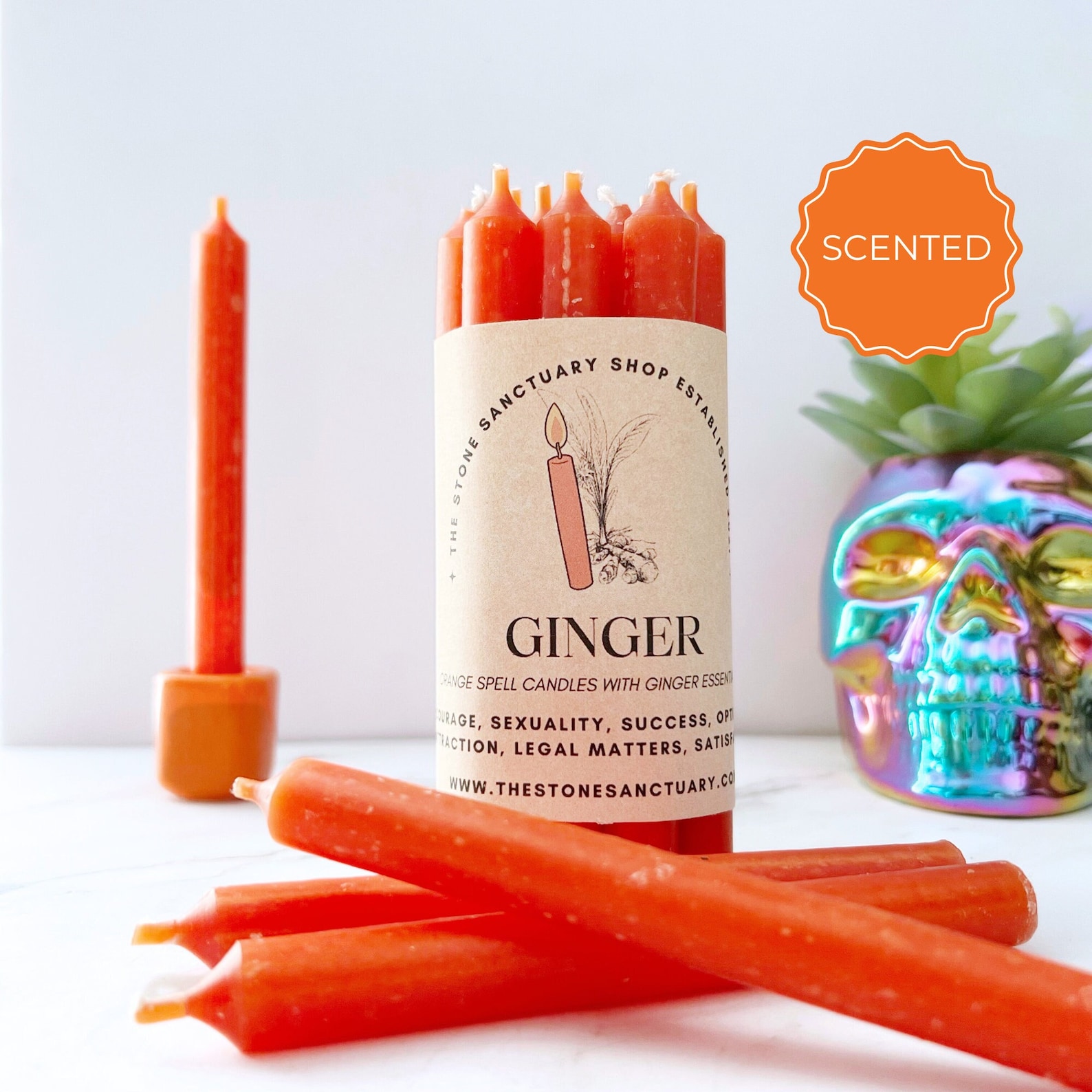Ginger Orange Spell Candles, 5" Orange Chime Candles, Witch Candles ...