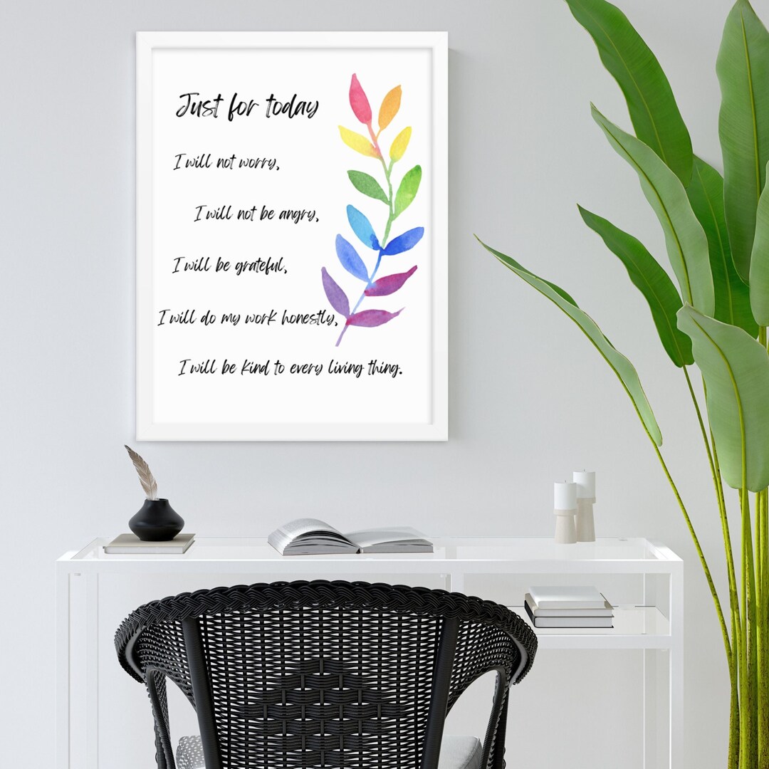 Just for Today Reiki Principles Wall Art Printable Poster | 5 Reiki ...
