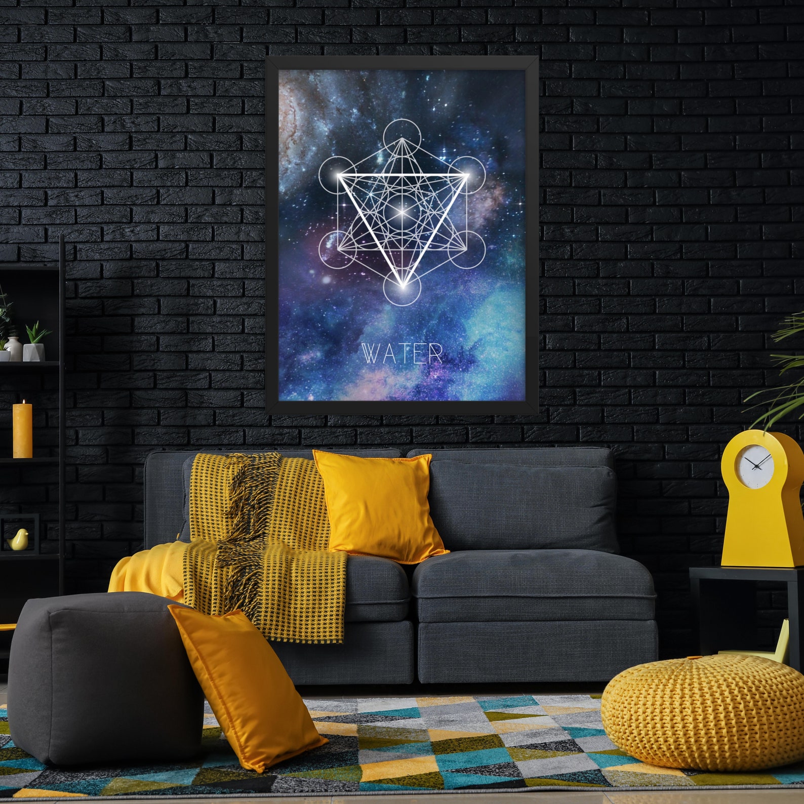 Water Element in Metatron's Cube Poster, Alchemy Symbols, Sacred ...
