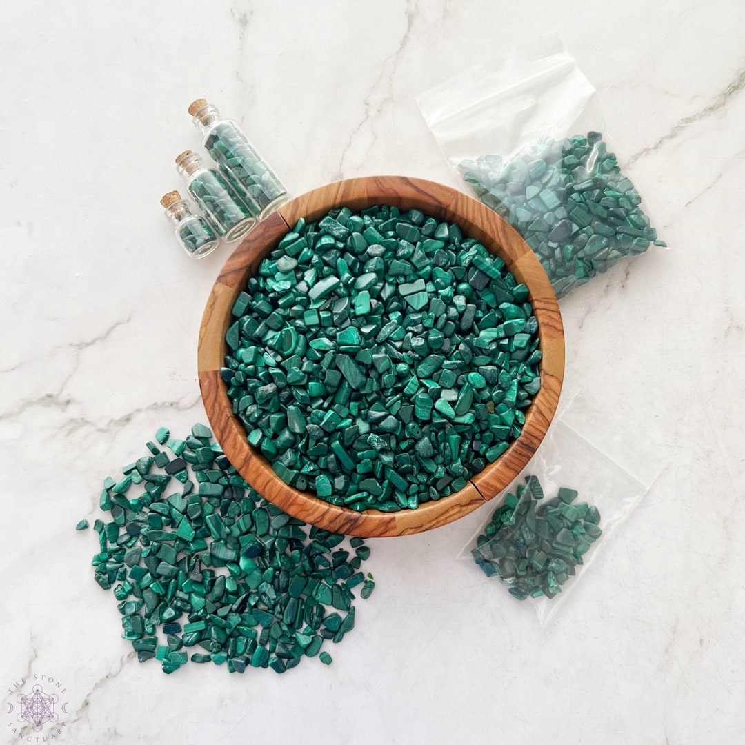 Malachite Crystal Chips | Mini Green Natural Malachite Roller Ball ...