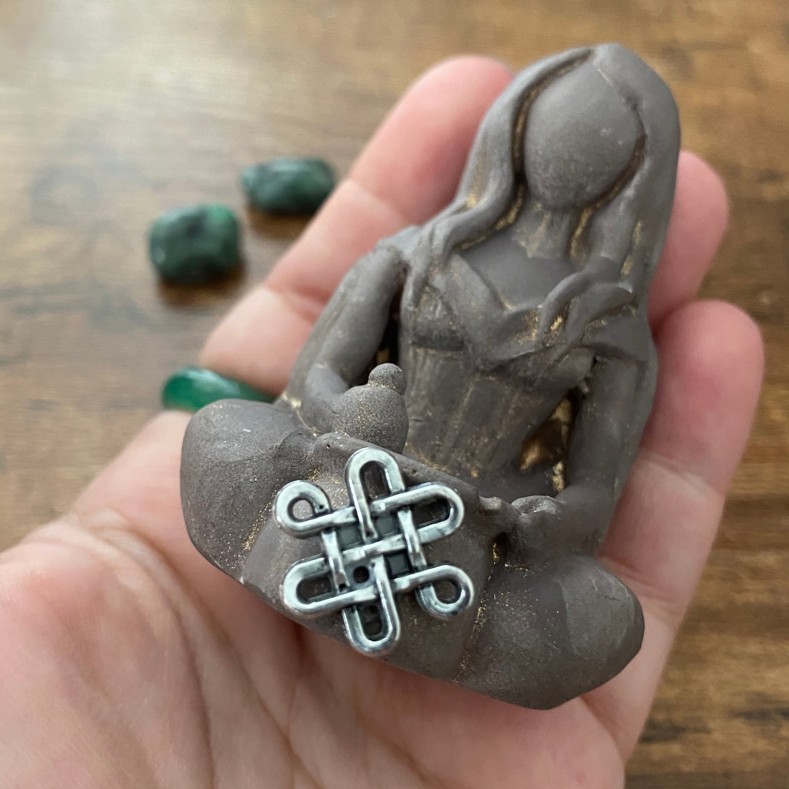 Cerridwen Goddess Statue W/ Emerald Stone, Goddess Totem Altar Figurine ...