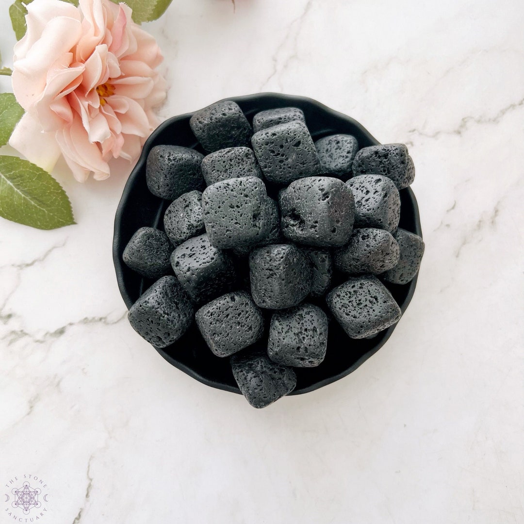 Lava Rock Tumbled Stones | Polished Black Lava Basalt Tumbled Gemstone ...