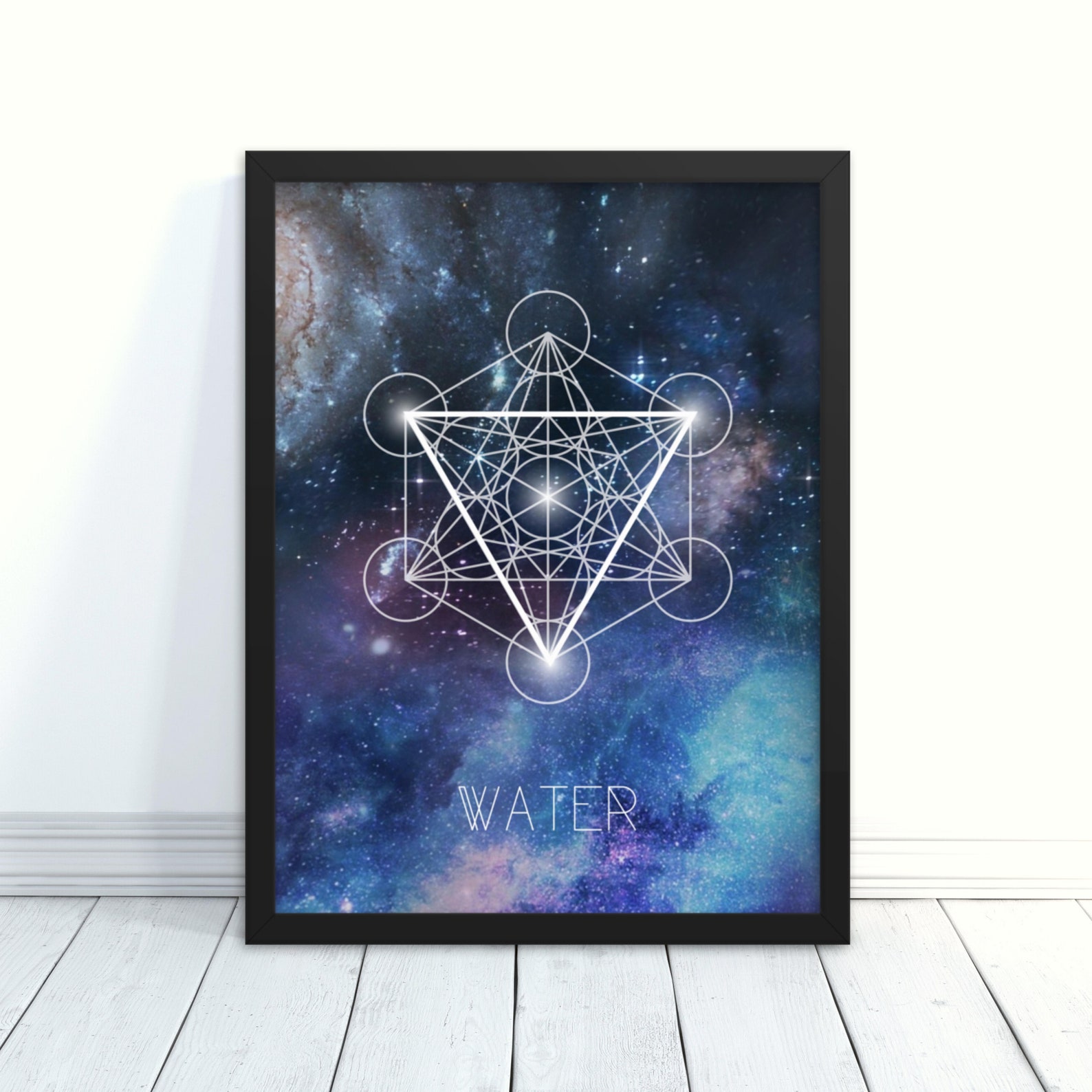 Water Element in Metatron's Cube Poster, Alchemy Symbols, Sacred ...