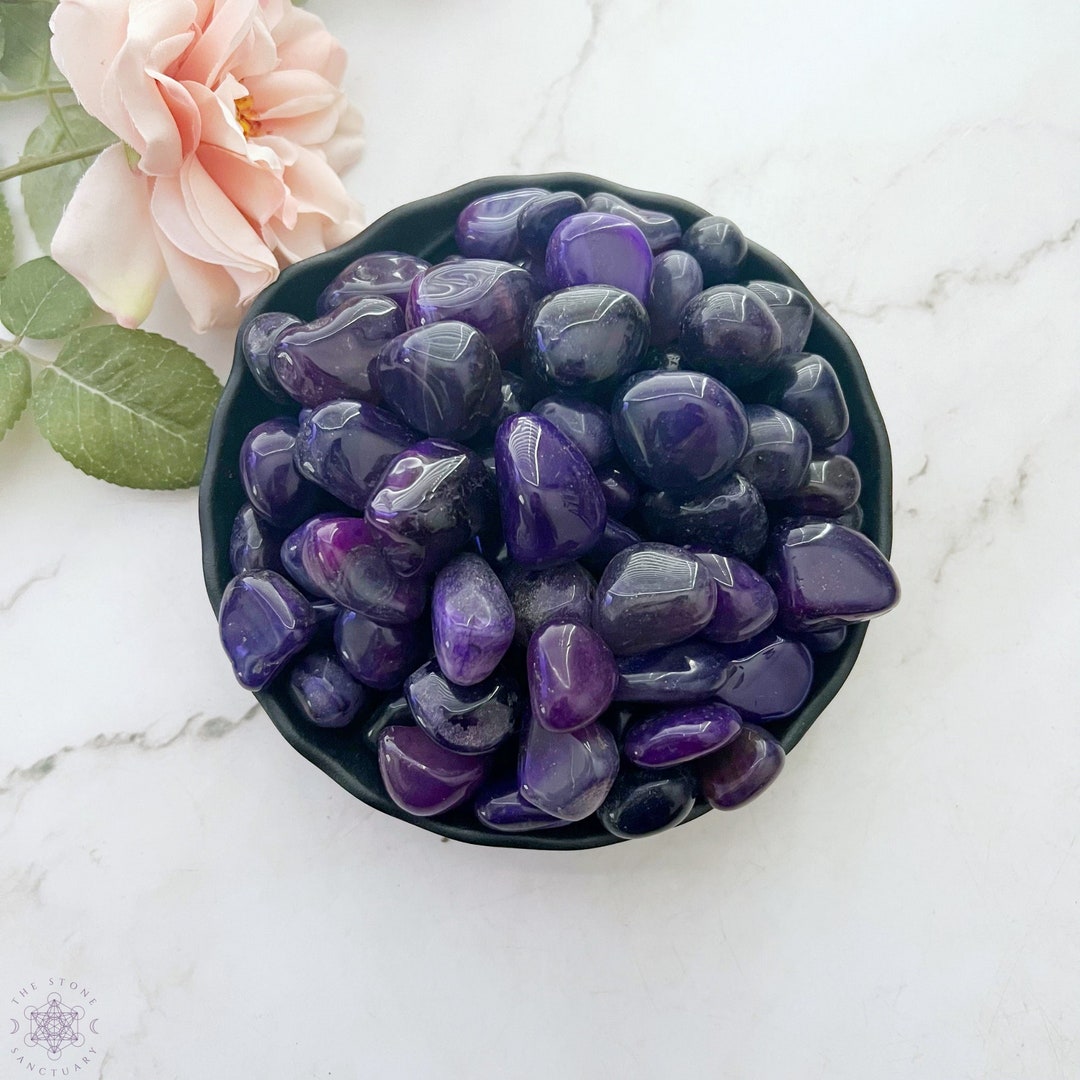 Purple Agate Tumbled Stones | Polished Purple Agate Crystal Gemstones ...