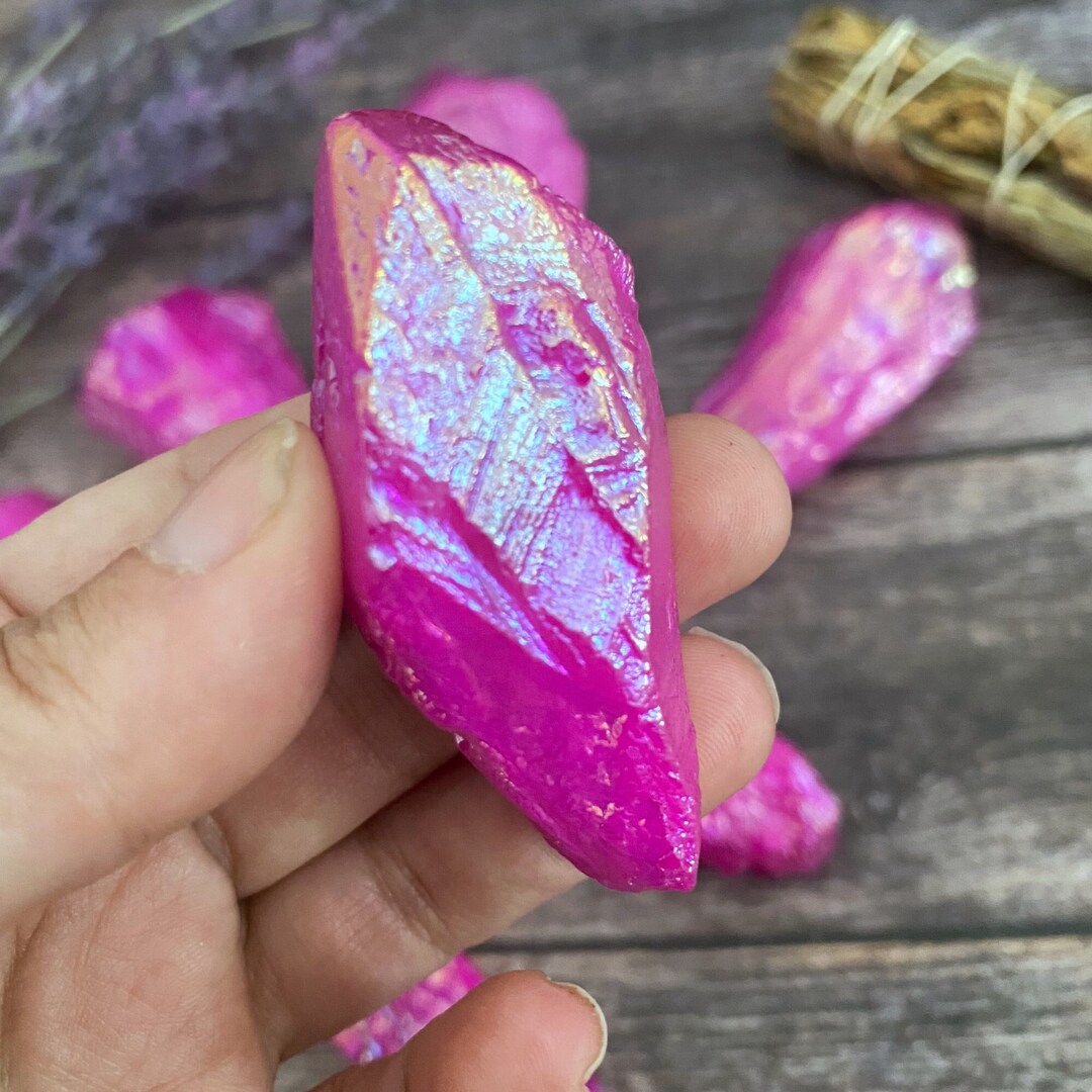 Violet Aura Quartz Point Raw Purple Aura Quartz Crystal Rough Violet Aura Quartz Point 2-3.5 ...