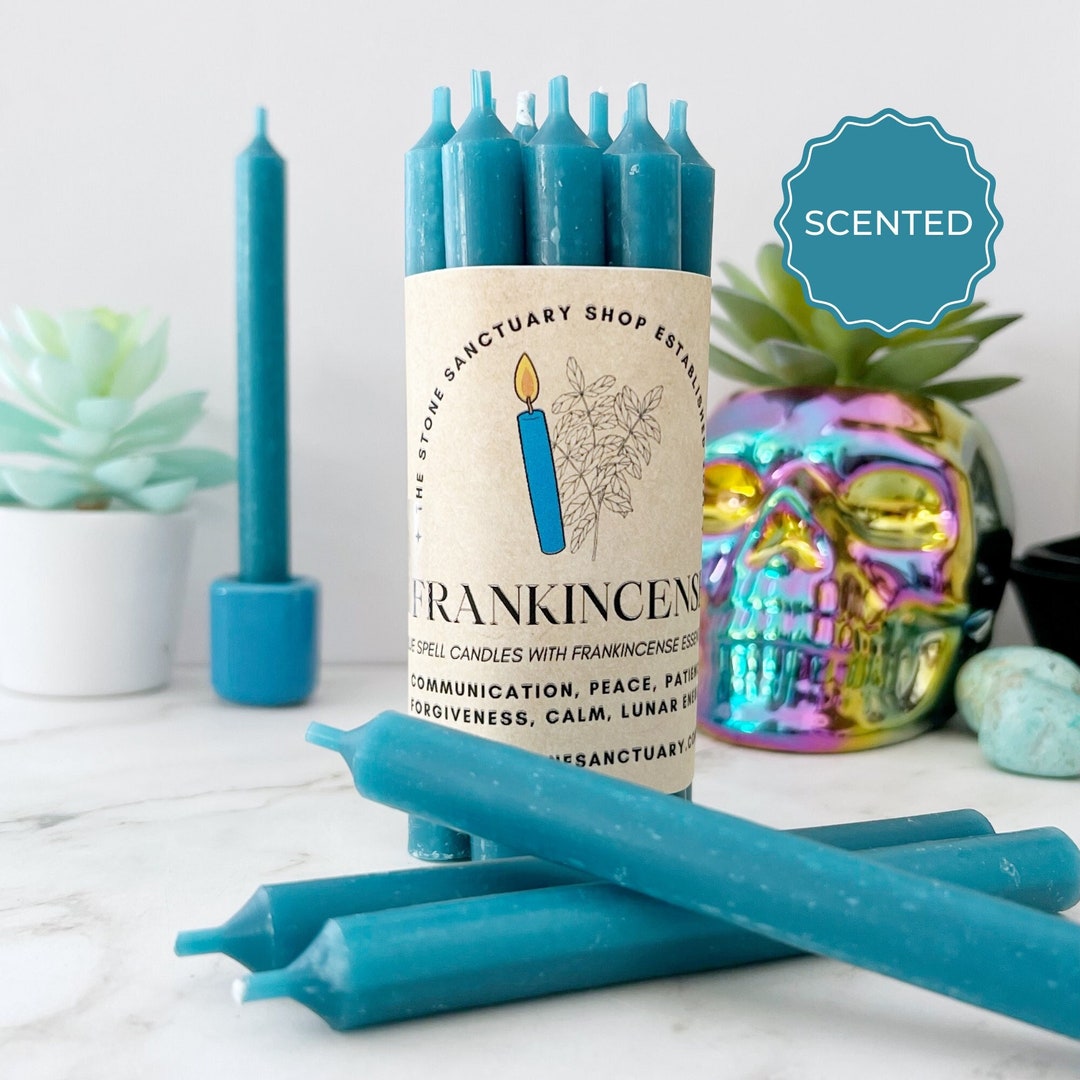 Frankincense Light Blue Spell Candles, 5" Aqua Blue Chime Candles ...