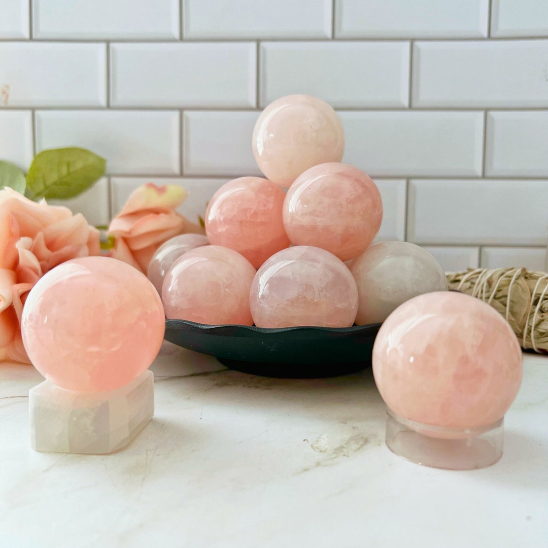 Rose Quartz Sphere | 40mm Rose Quartz Crystal Ball | Rose Quarts Orb ...