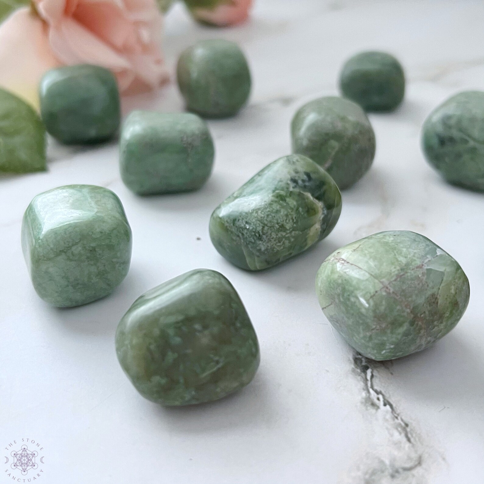 Green Garnet Tumbled Stones | Polished Green Grossularite Crystal ...