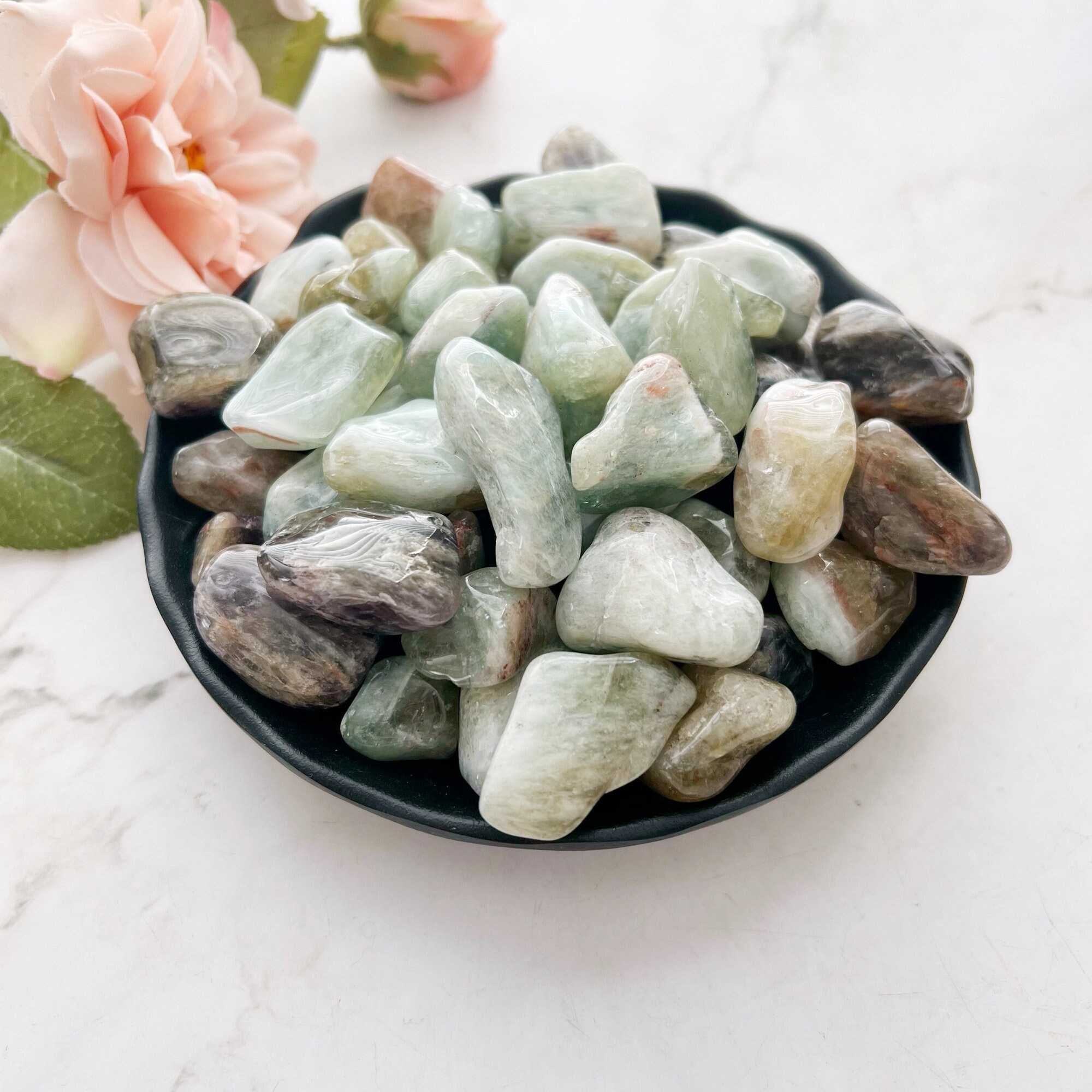 Prasiolite Tumbled Stones | Polished Vermarine Gemstones | Greened ...