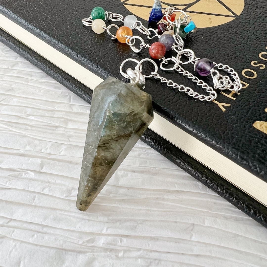 Labradorite Pendulum | Hexagonal 6 Sided Labradorite Crystal Pendulum W/chakra Chain ...