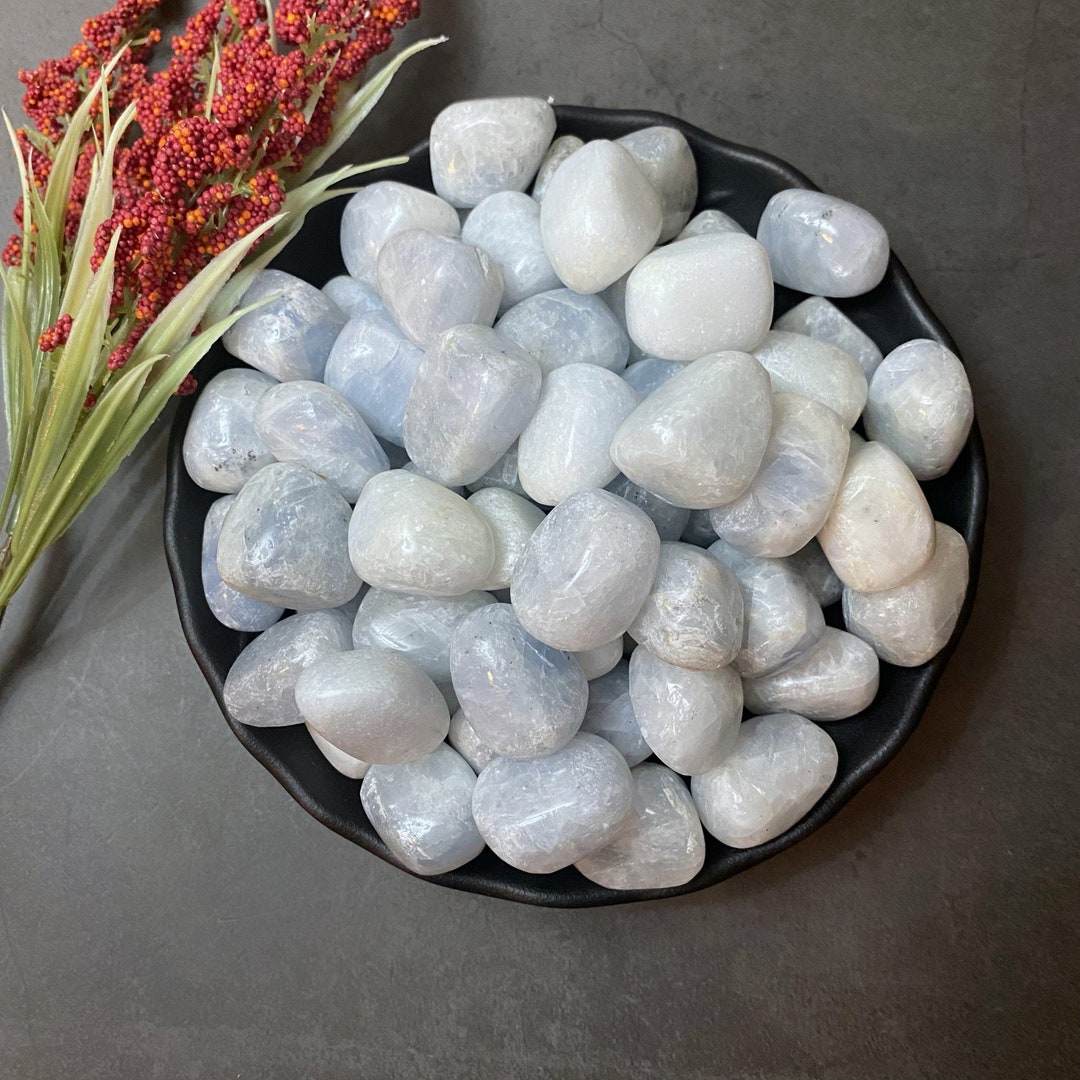 Blue Calcite Tumbled Stones | Polished Blue Calcite Crystal, Gemstones ...