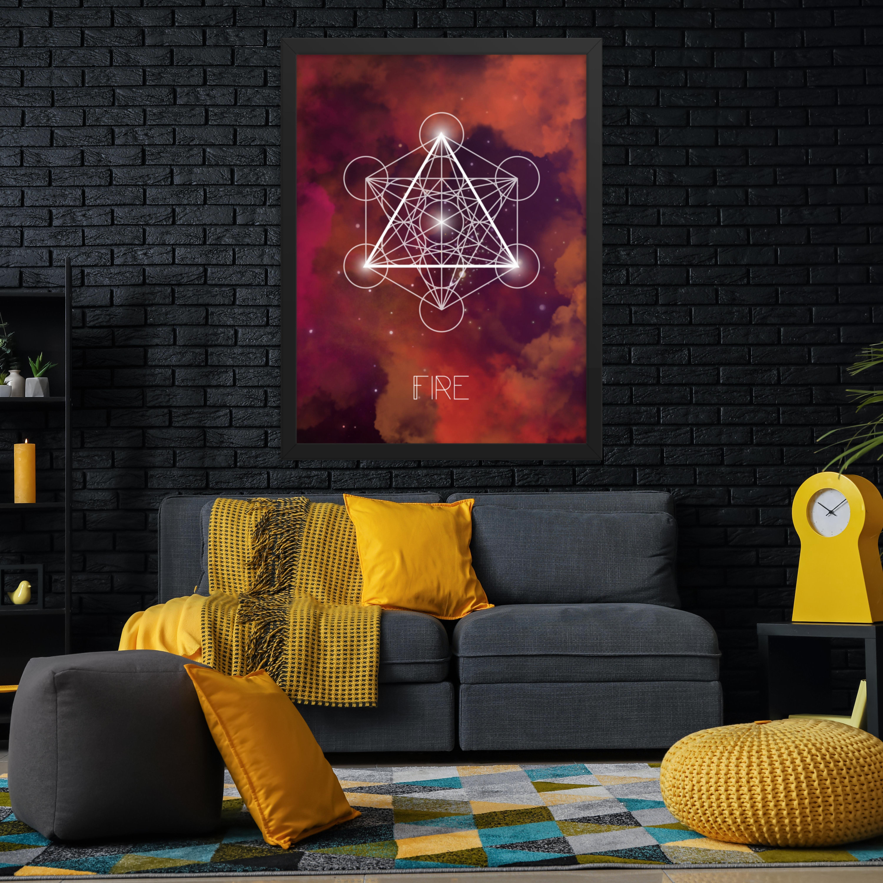 Fire Element in Metatron's Cube Poster Alchemy Symbols | Etsy