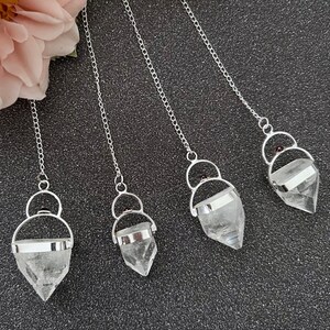 Raw Apophyllite Pendulum With Garnet Accent & Silver Sun-moon Embrace | Crystal Dowsing Pendulum ...