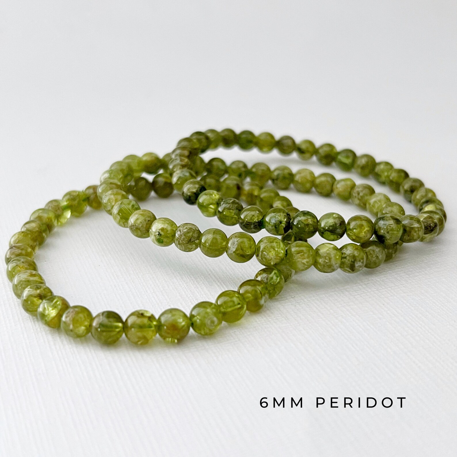 5 or 6mm Peridot Beaded Bracelet | Polished Peridot Olivine Gemstone ...