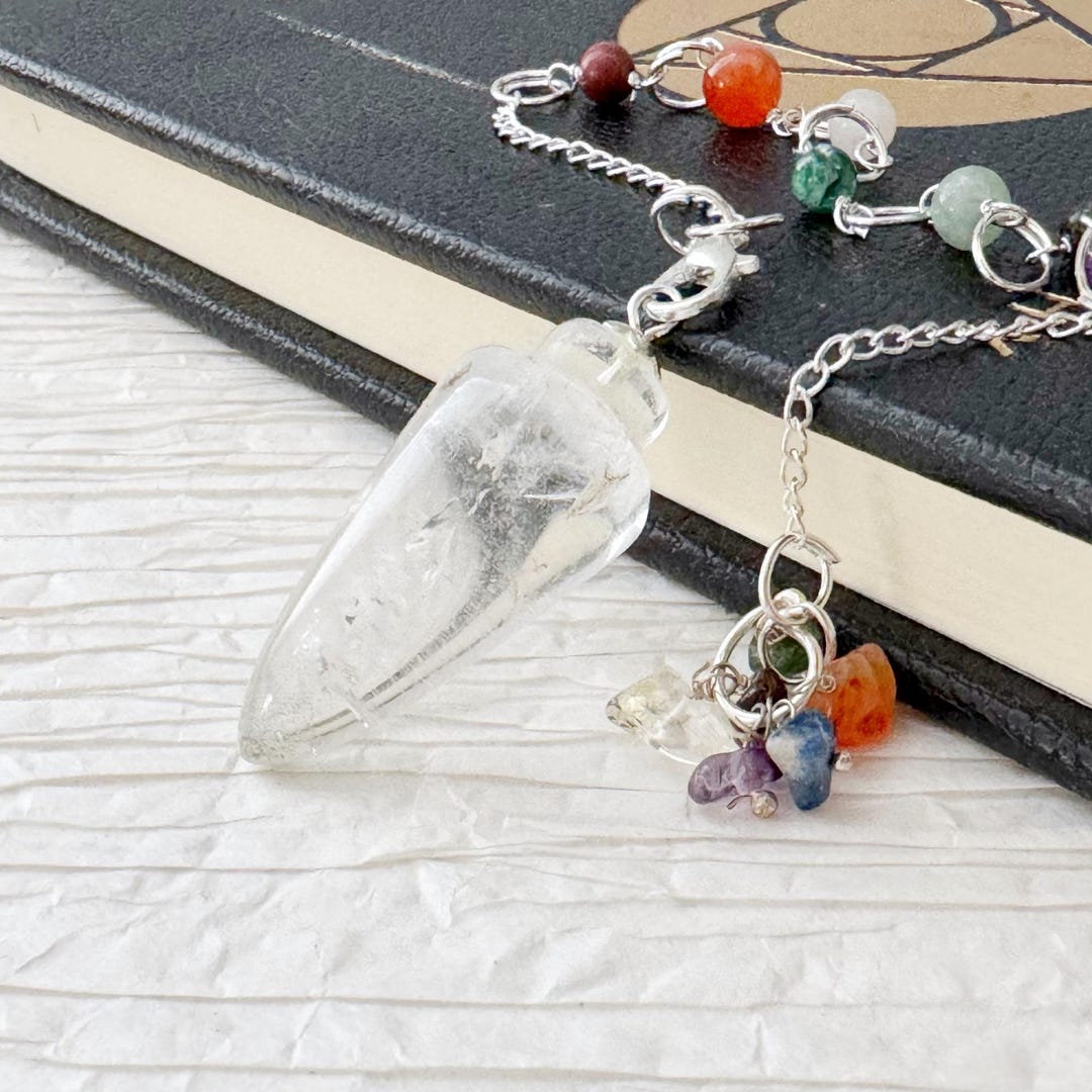 Crystal Quartz Pendulum | Teardrop Clear Quartz Pendulum W/chakra Chain ...