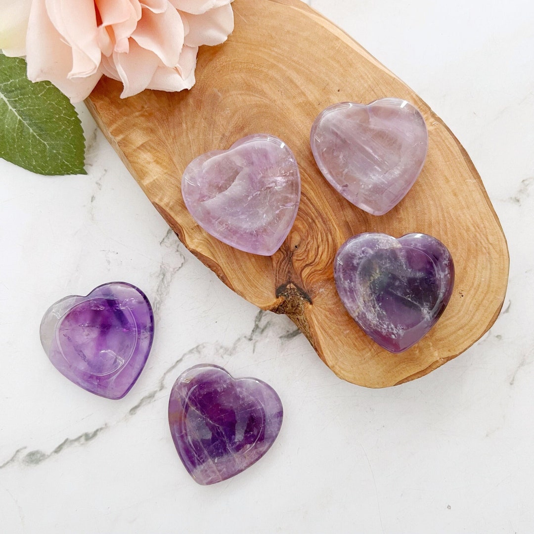 Amethyst Heart Shaped Worry Stone | Polished Amethyst Worry Stone L ...