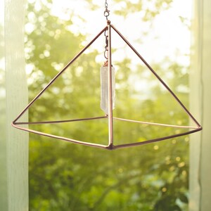 6" Copper Pyramid Energizer W/ Quartz Point and Mat | Hanging Copper ...