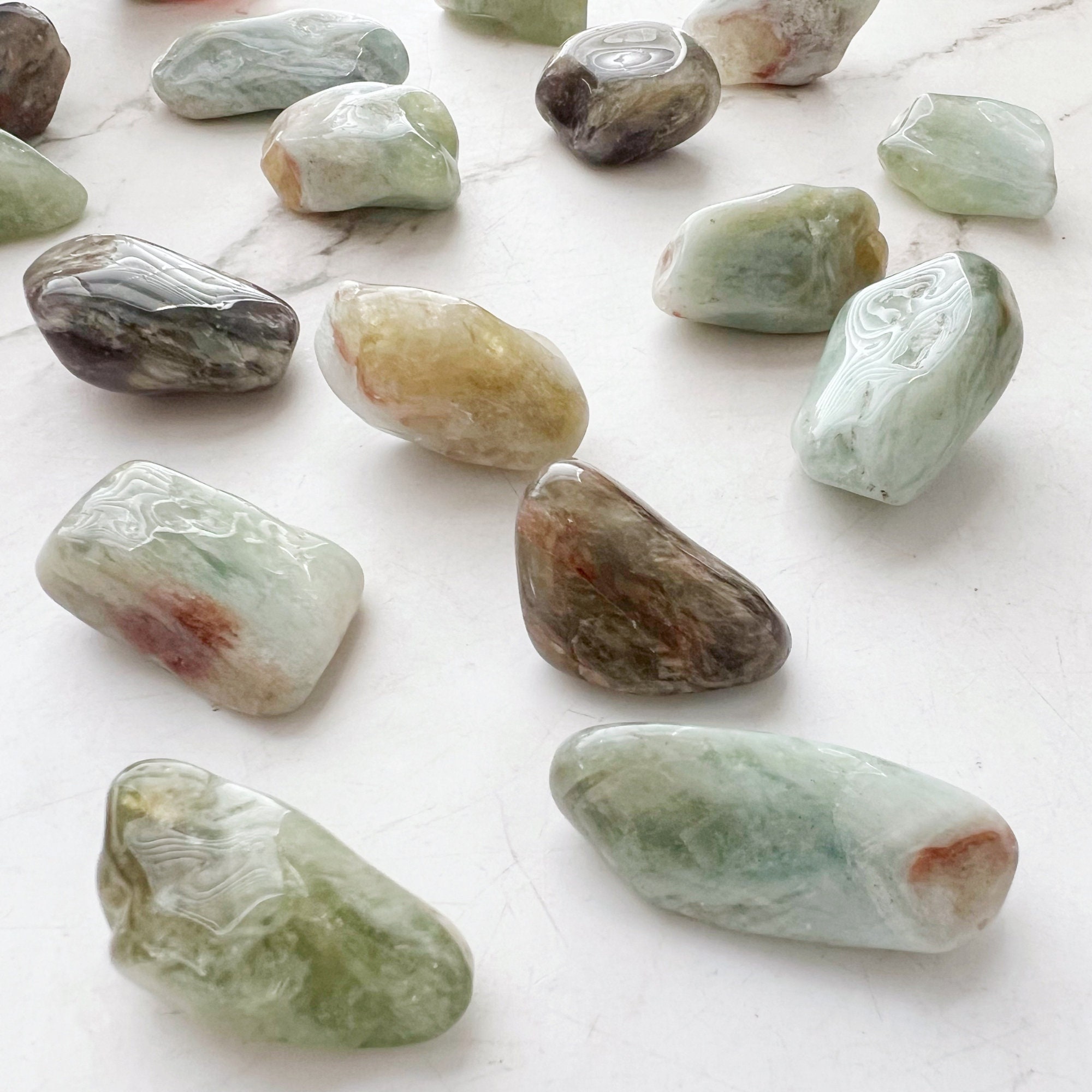 Prasiolite Tumbled Stones | Polished Vermarine Gemstones | Greened ...