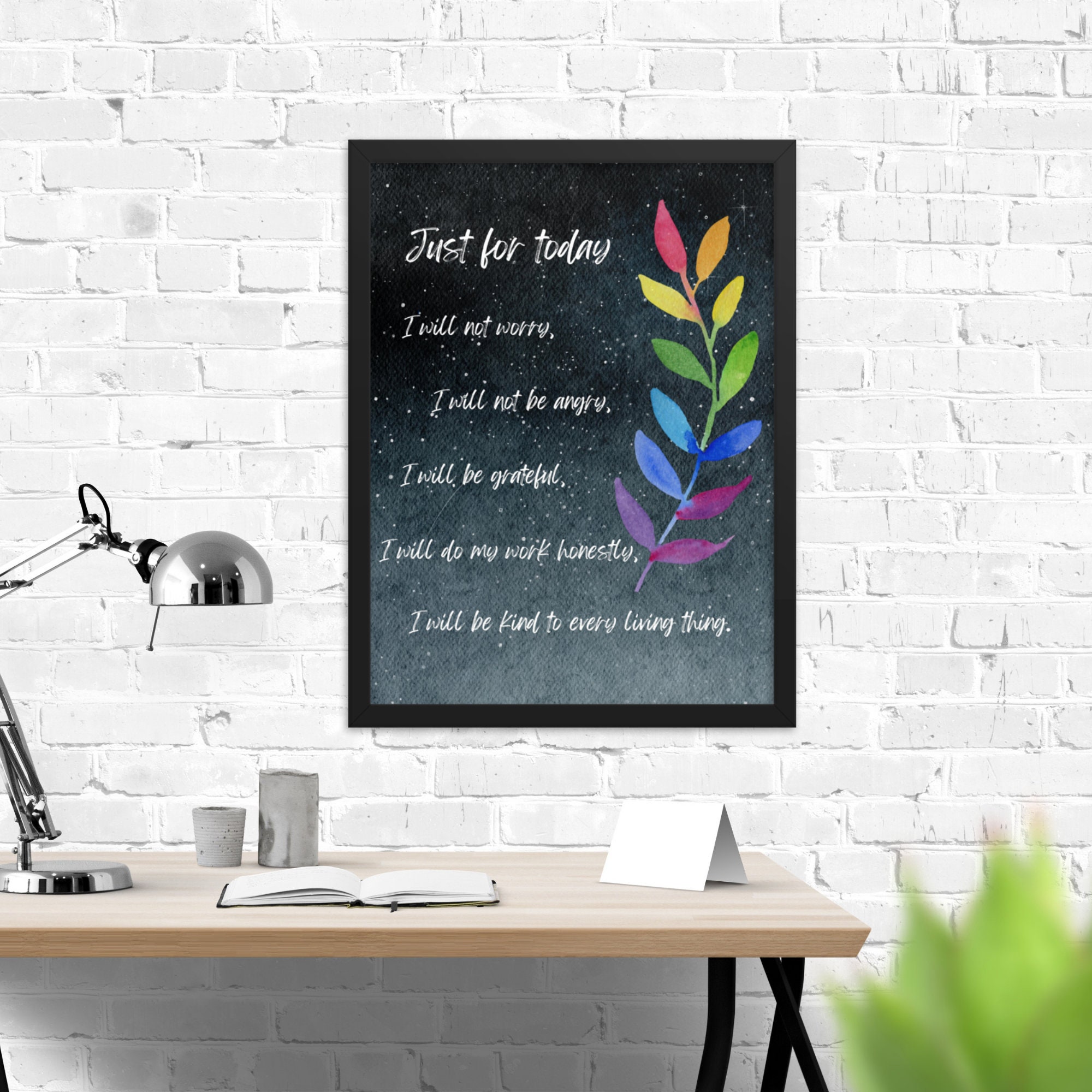 Just for Today Reiki Principles Wall Art Printable Poster | 5 Reiki ...