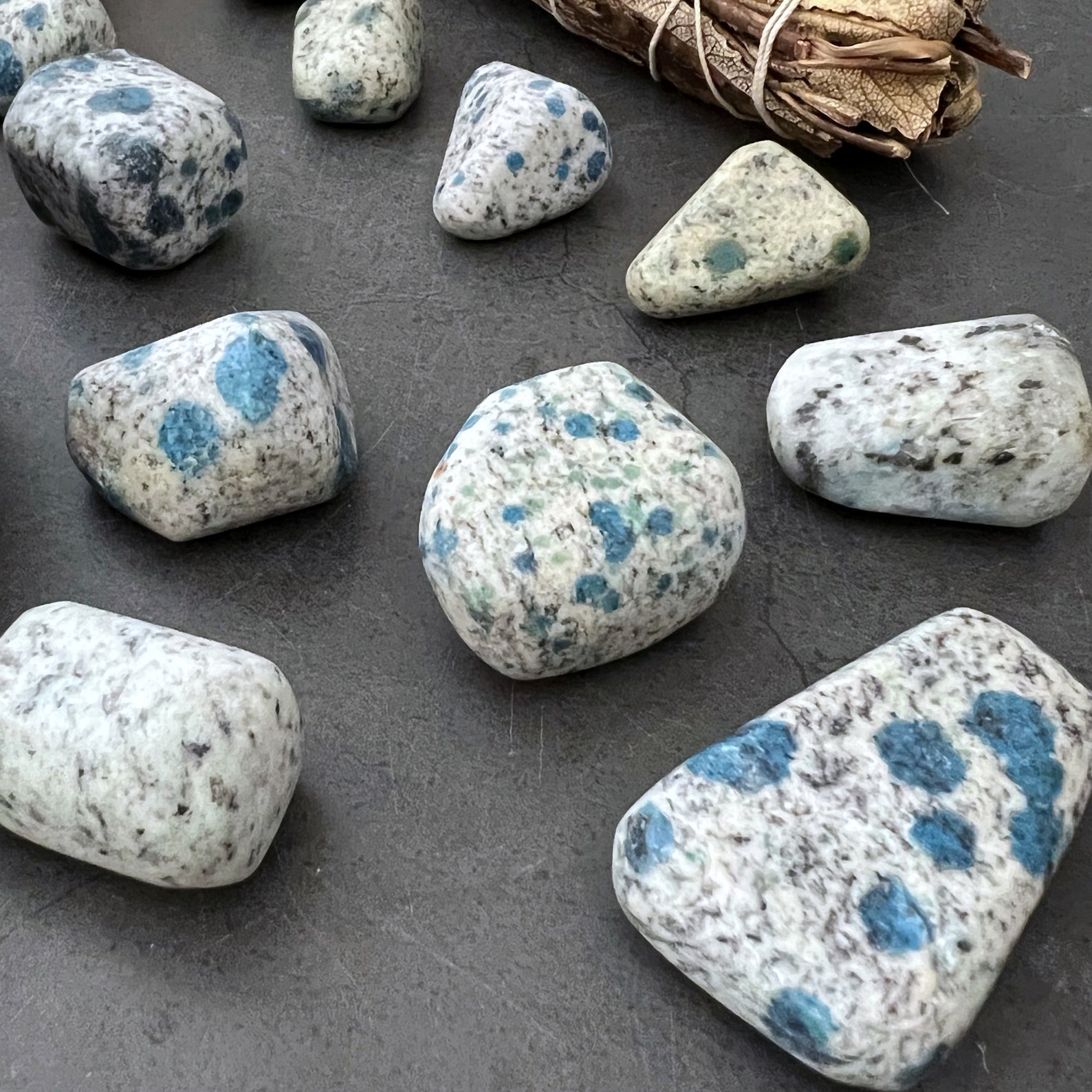 K2 Jasper Tumbled Stones | Azurite in Quartz | Polished K2 Crystal ...