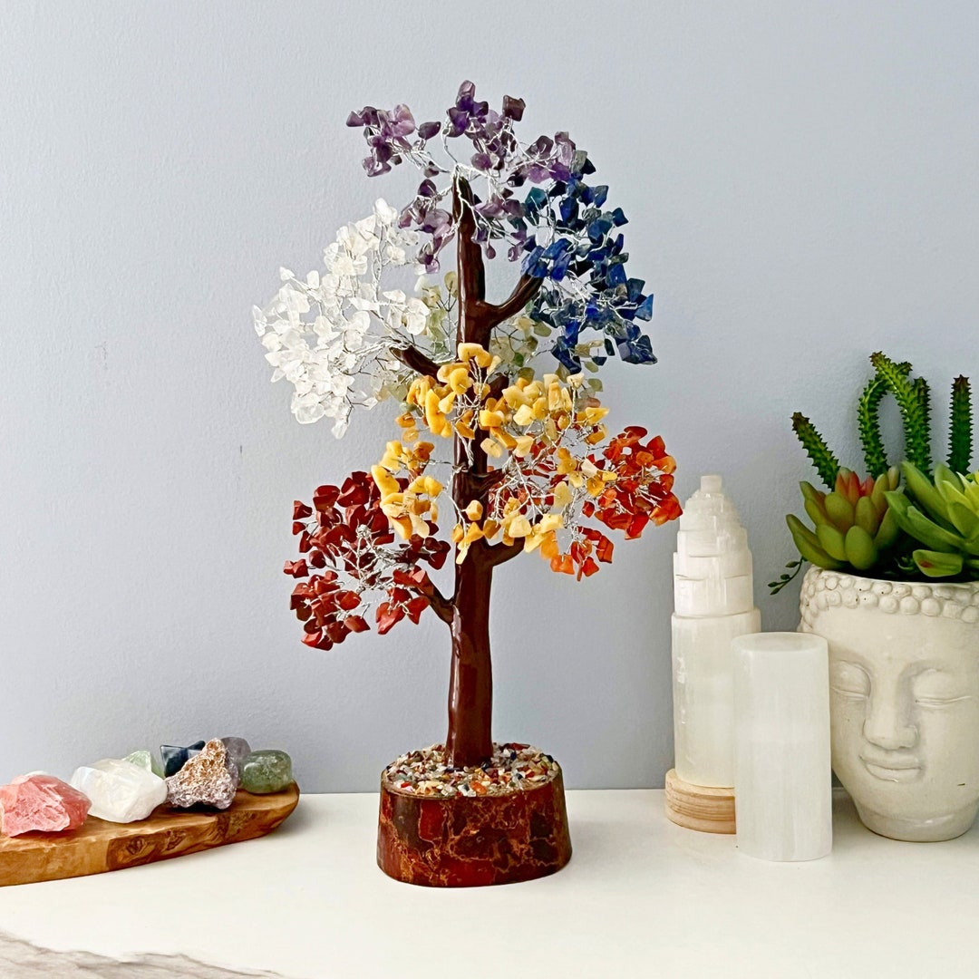 Large 7 Chakra Crystal Tree, 15" Seven Chakra Tree W/700 Chips Feng ...
