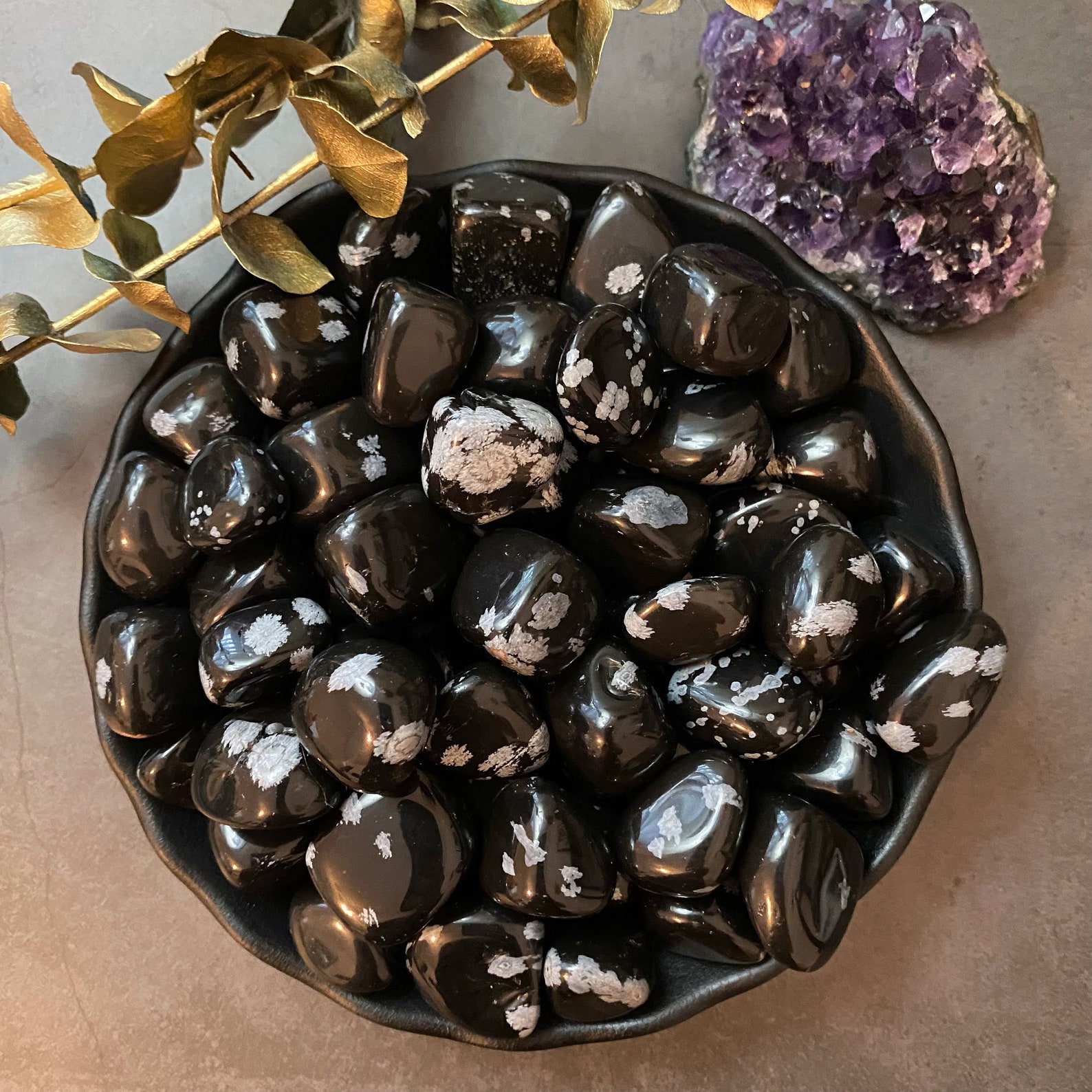 Snowflake Obsidian Tumbled Stones Snowflake Obsidian Stone | Etsy