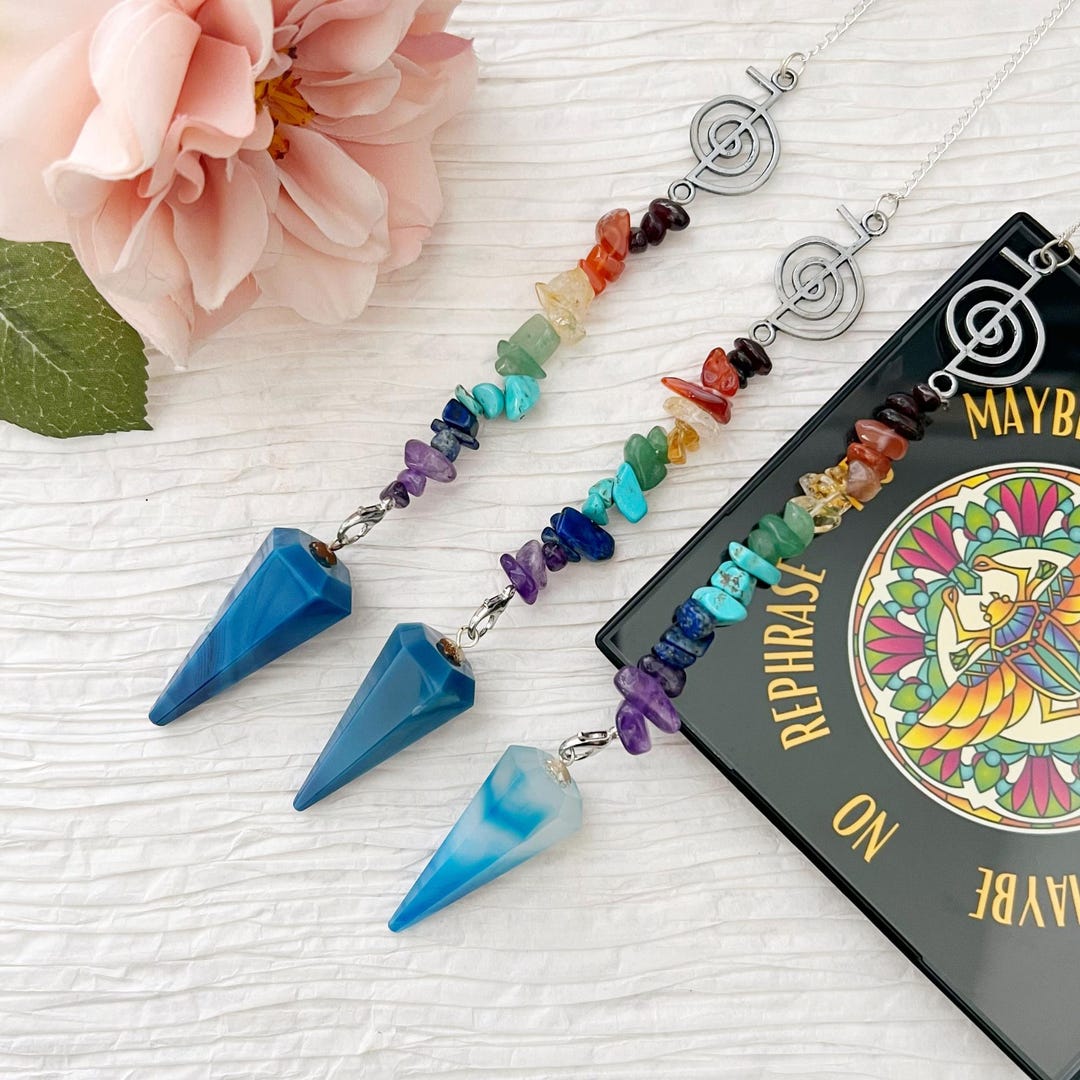 Blue Onyx Pendulum | Hexagon 6 Side Blue Onyx Gemstone Pendulum W/reiki ...