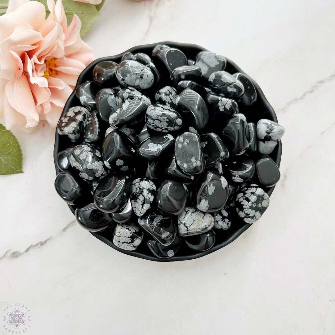 Snowflake Obsidian Tumbled Stones | Polished Black Snowflake Obsidian ...
