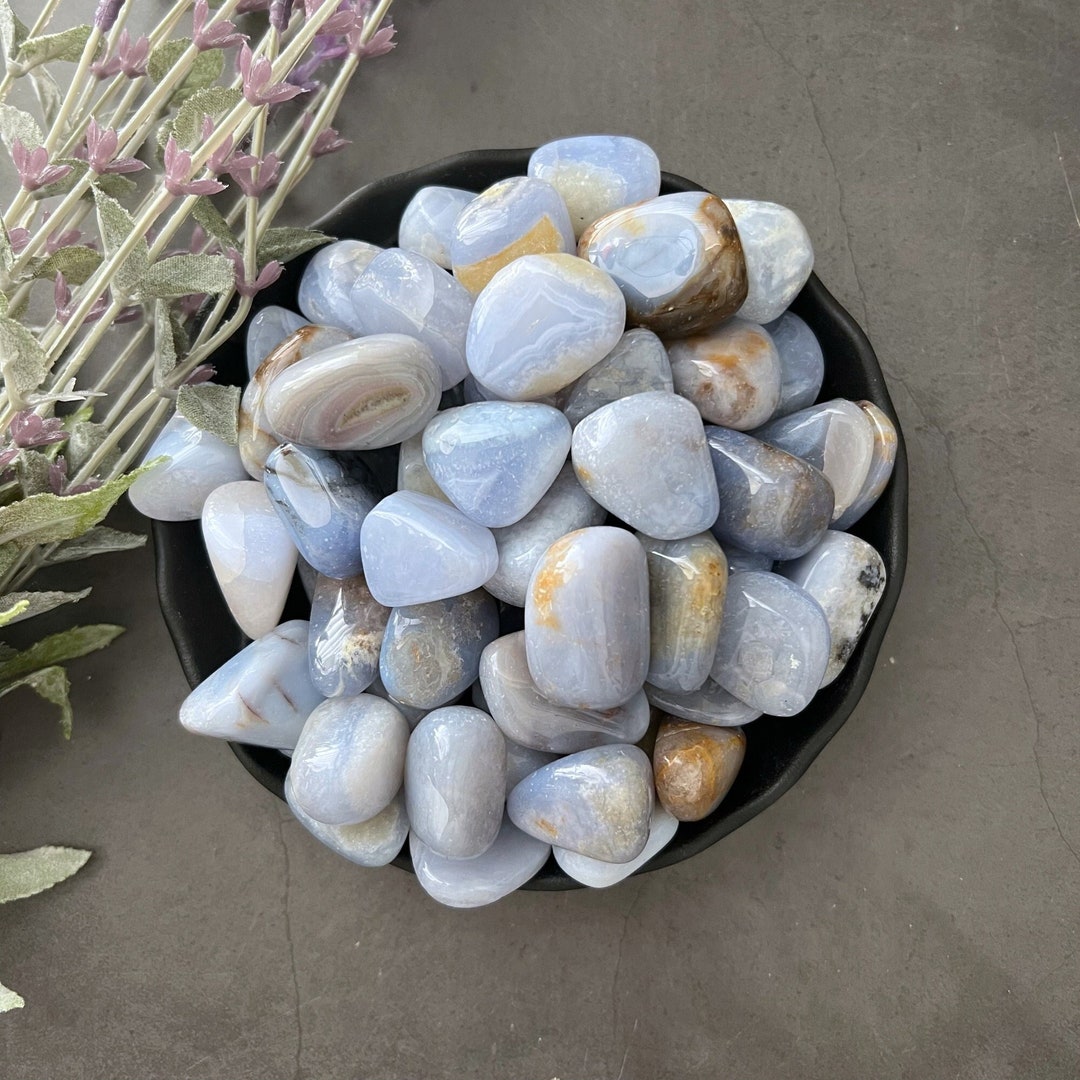 Blue Chalcedony Tumbled Stones | Polished Blue Chalcedony Crystal ...